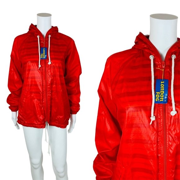 London Fog | Jackets & Coats | Vintage 98s Windbreaker Red Striped ...